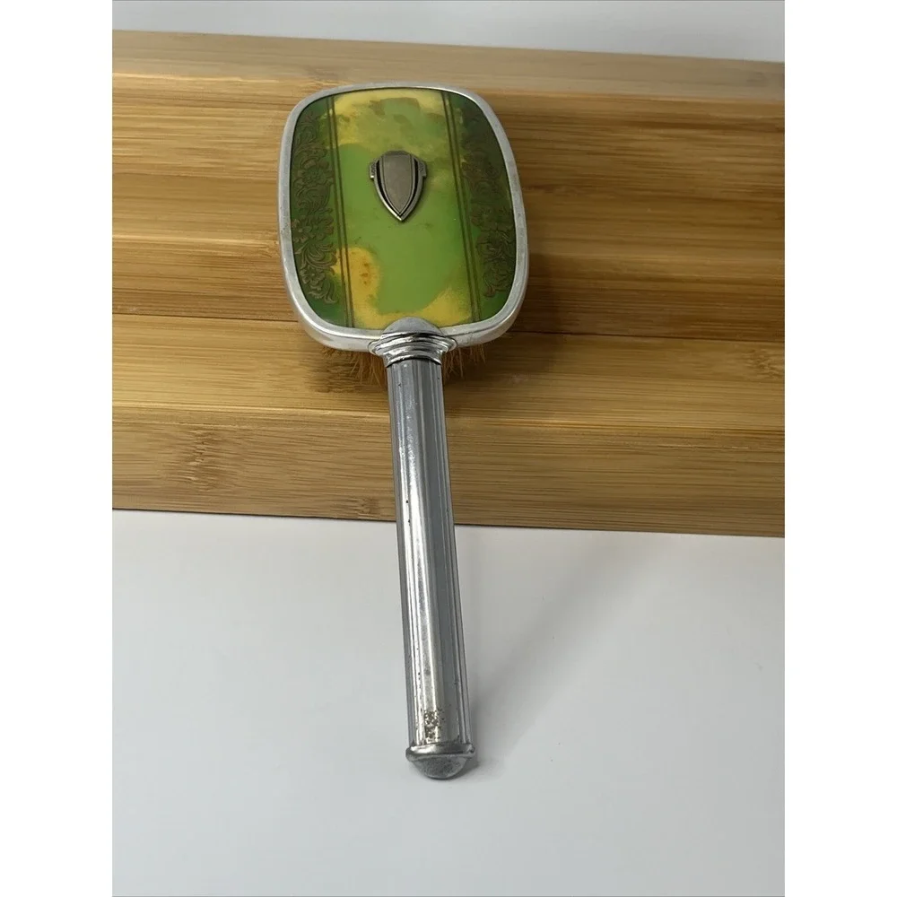 Makeup | Vintage Vanity Hair Brush Green Design With Silver Tone ...